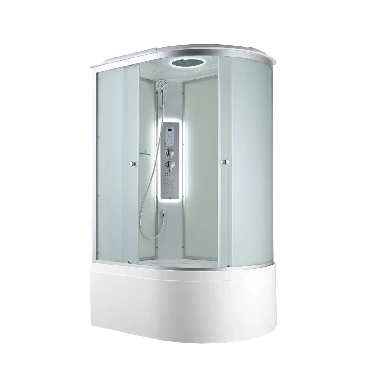 Душевая кабина AvaCan C5012L LED, 120x80x215 см, асимметричная, высокий поддон, профиль алюминий, цвет хром матовый