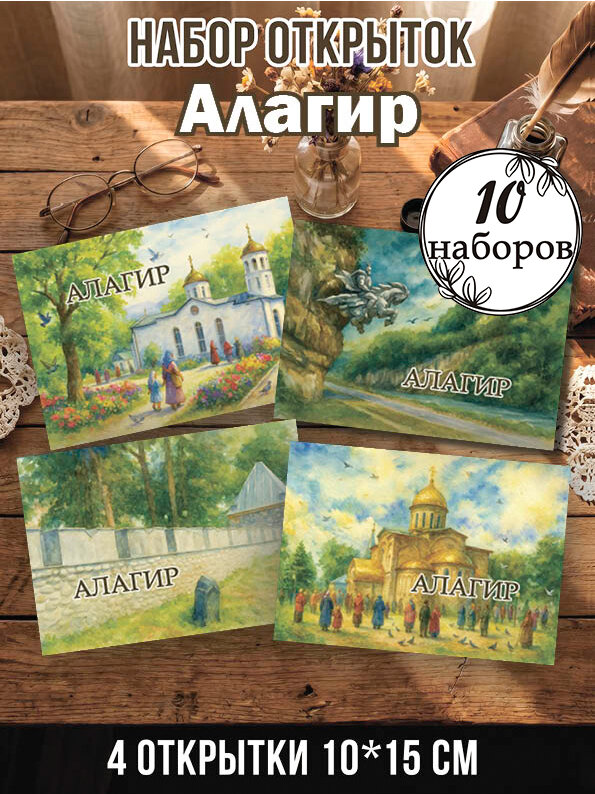 Открытки Алагир 10 наборов, 40 шт 10х15 см