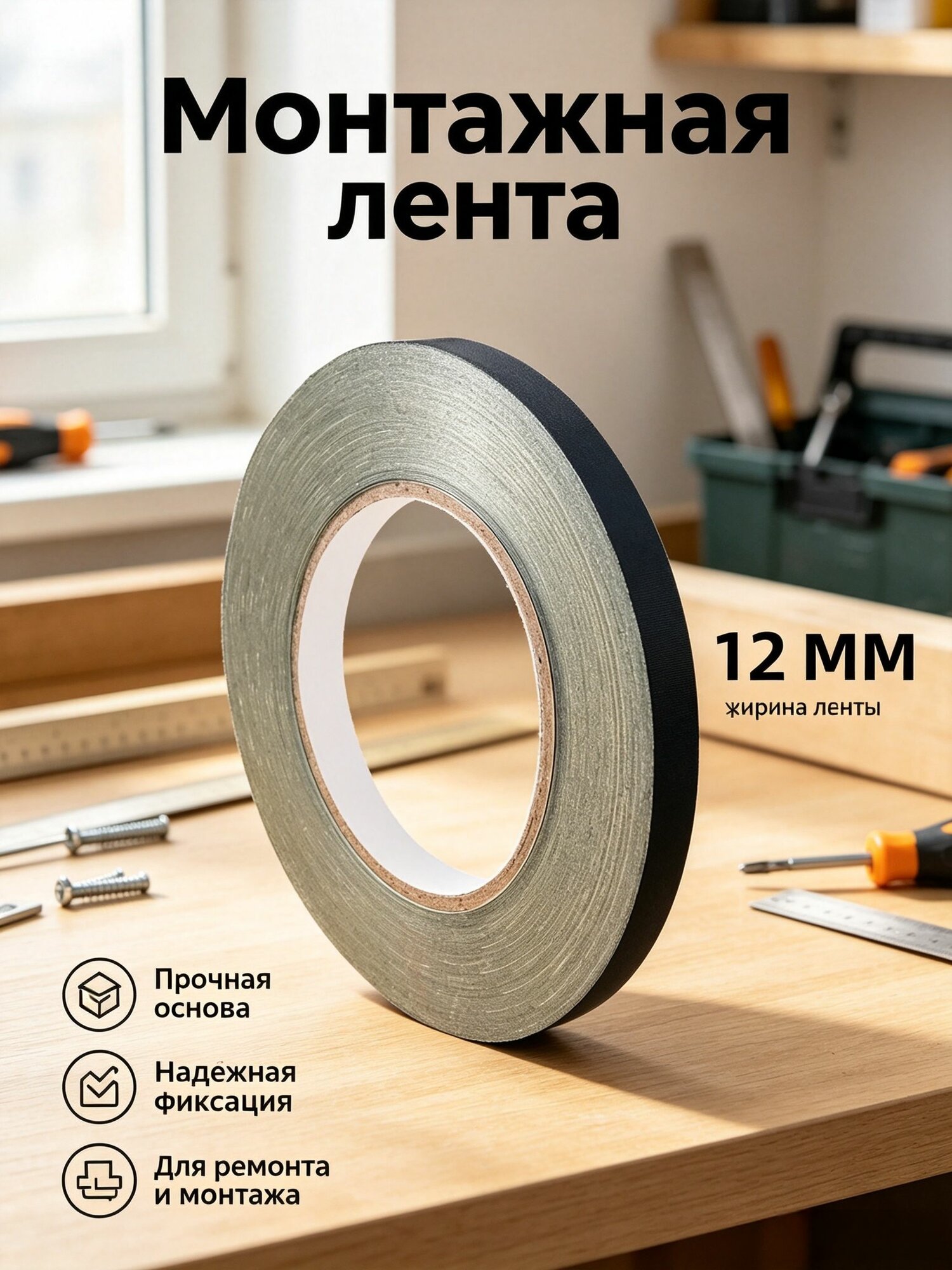 Изолента 12 мм 30 м 220 мкм, 1 шт.