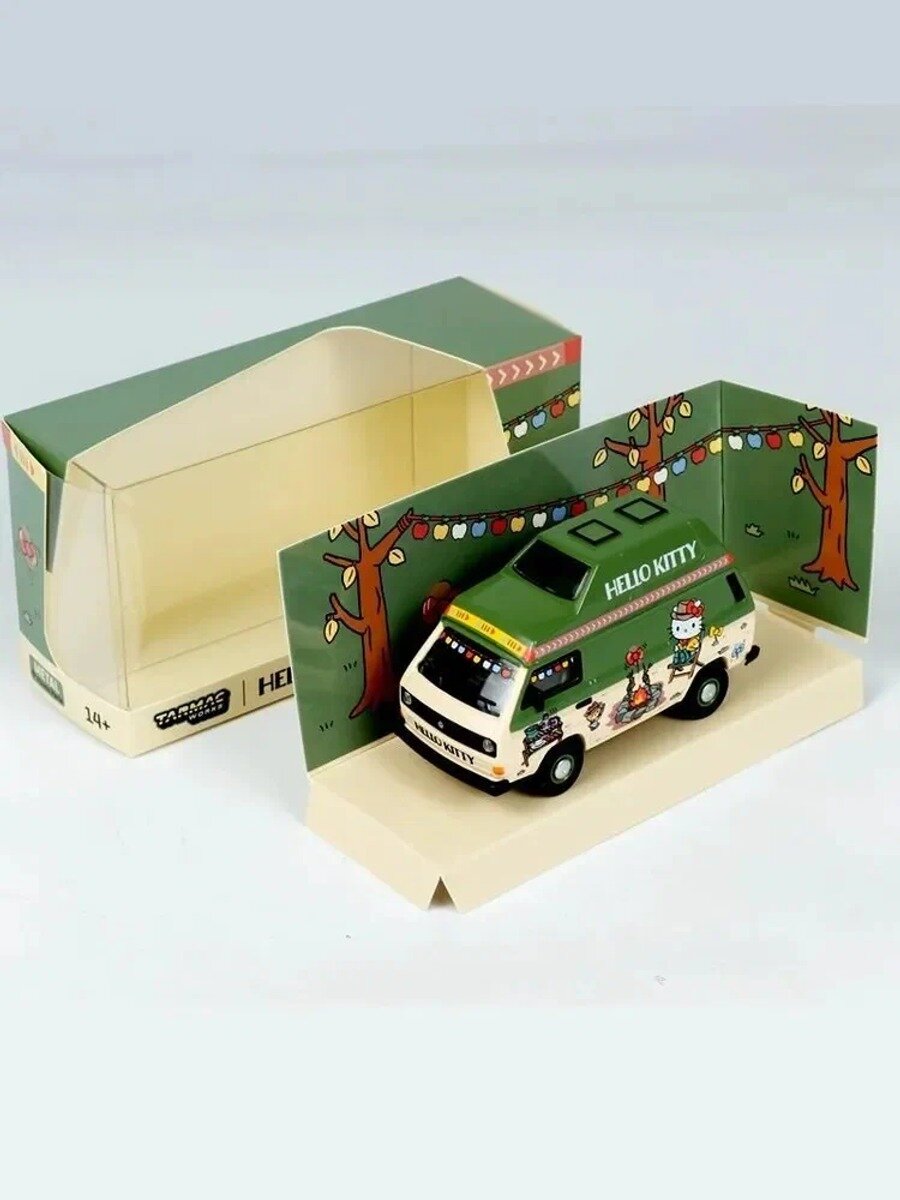 Машинка Tarmac Works TW 1/64 Volkswagen T3 Van Hello Kitty Camping Die-cast Alloy Car Model Collection Display Gift
