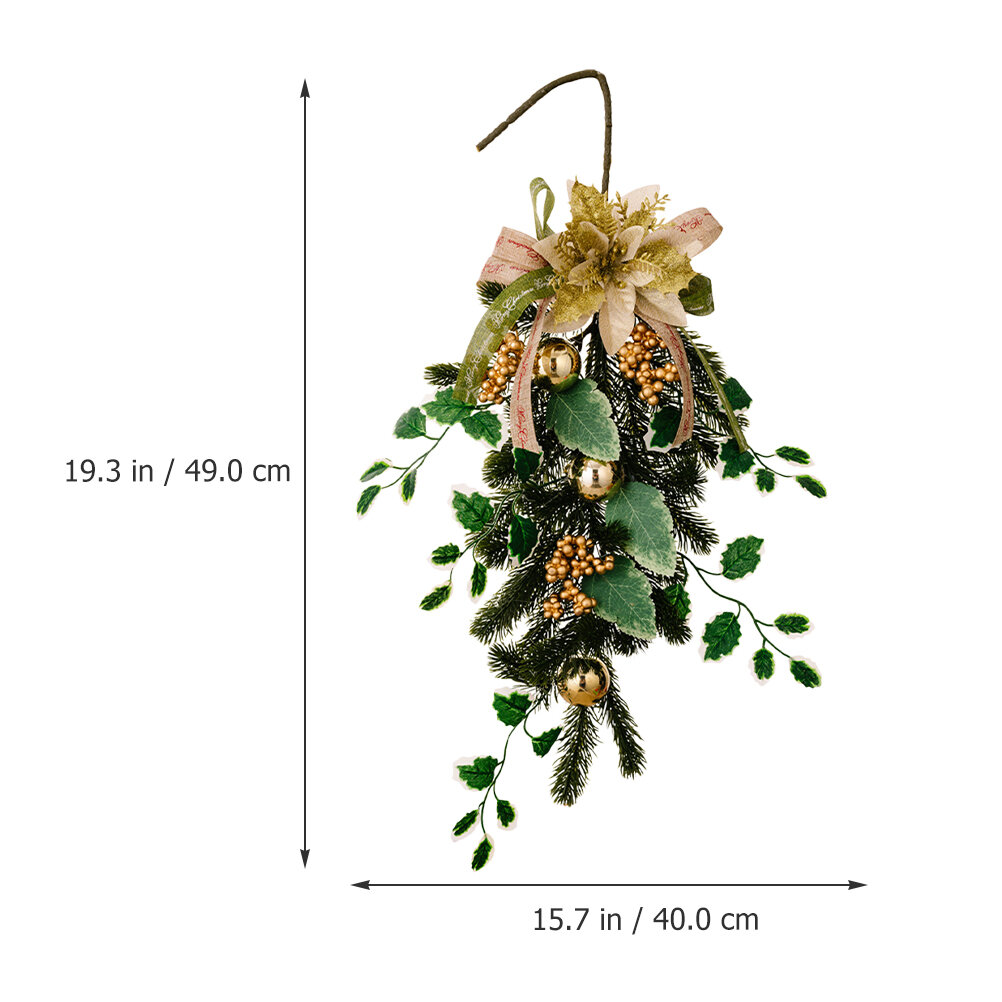 Венок Тeardrop Для Украшения Двери И Окон В Christmas Стиле Зеленый 49x40 Cm