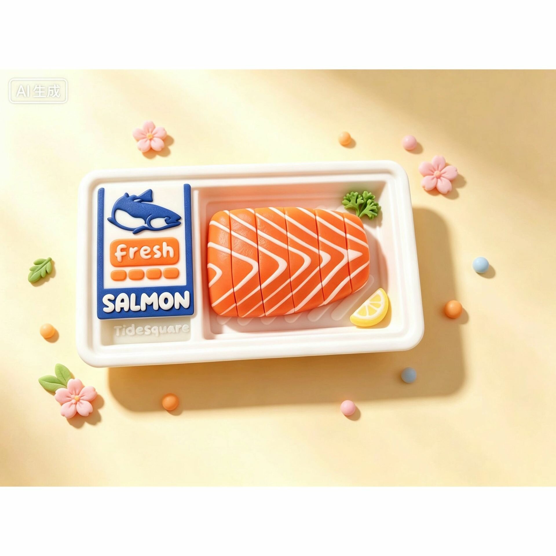 Креативная серия TideSquare для магазинов свежих продуктов, напечатанная на 3D-принтере: подвеска-лосось в ломтиках, 3D-печатный лосось.