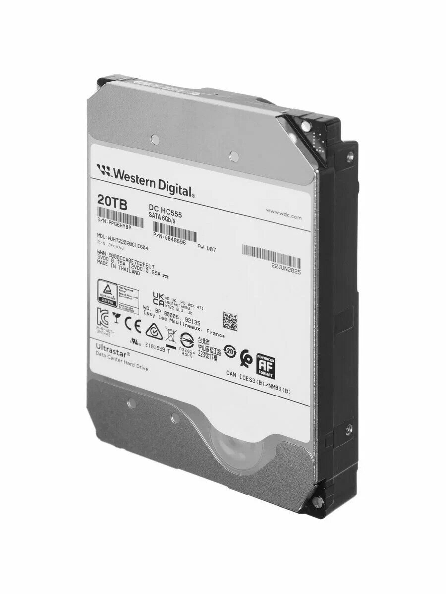 HDD диск SATA Western Digital Ultrastar DC HC555 20tb 7200rpm, 512gb WUH722020CLE6L4