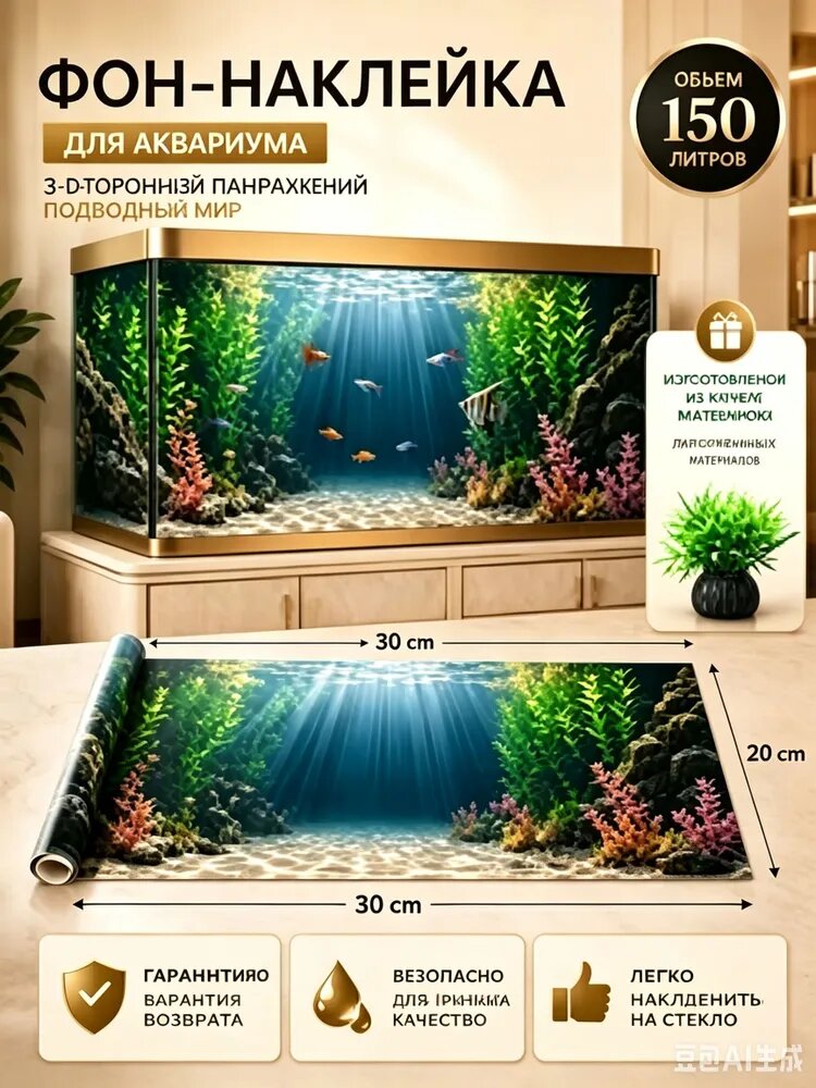 Фон для аквариума, Декорация для аквариума/террариума 30x20см