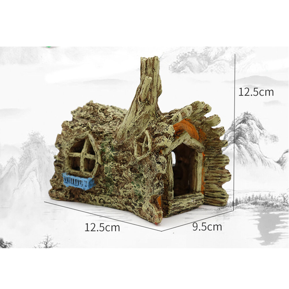 Декоративный Домик Для Аквариума Из Резины И Искусственного Дерева 12.5*9.5Cm