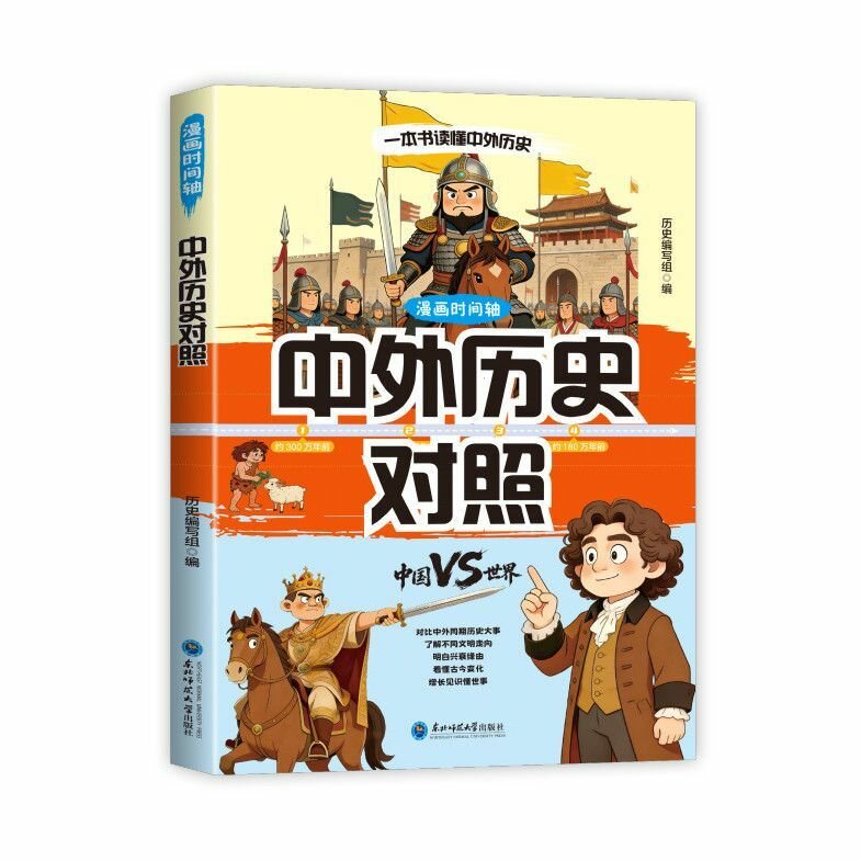 Историческая временная ось в комиксах: сравнение китайской и мировой истории, детское образовательное издание