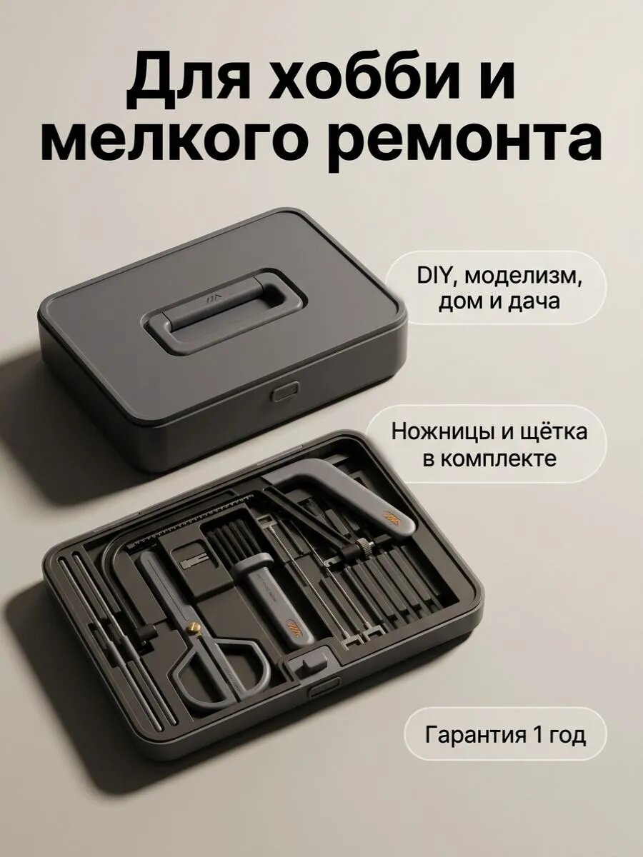 Набор режущих инструментов JimiHome JIMIBOX X1-G 15 в 1, лучковая пила и ножовка со сменными полотнами, напильники