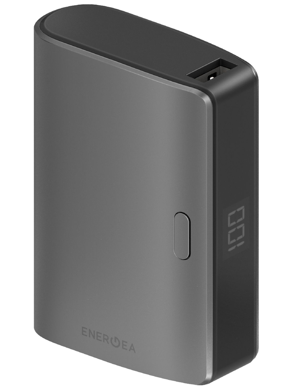 Внешний аккумулятор EnergEA Compac 35W 10000mAh компактный повербанк, с цифровым дисплеем, поддерживает быструю зарядку PD, SCP, QC3.0, в комплекте кабель USB-C 30см, серебристый