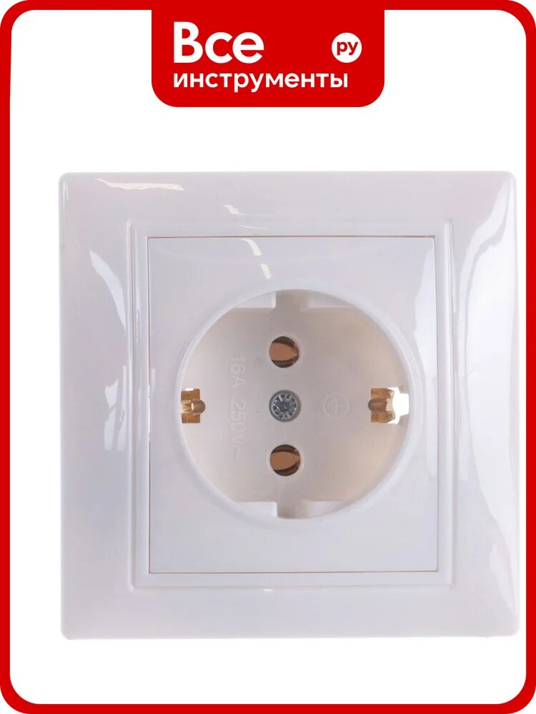 Розетка Smartbuy 1-местная с заземлением 16А белая Венера SBE-01w-16-S1-Z