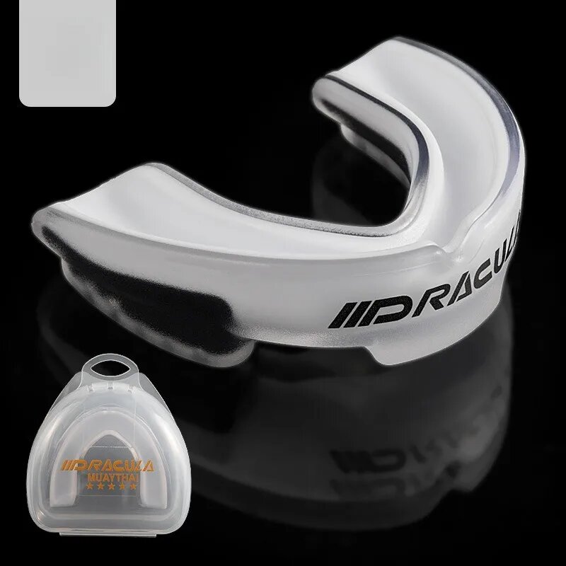 Спортивная капа для бокса и тхэквондо White-Black (Adult)