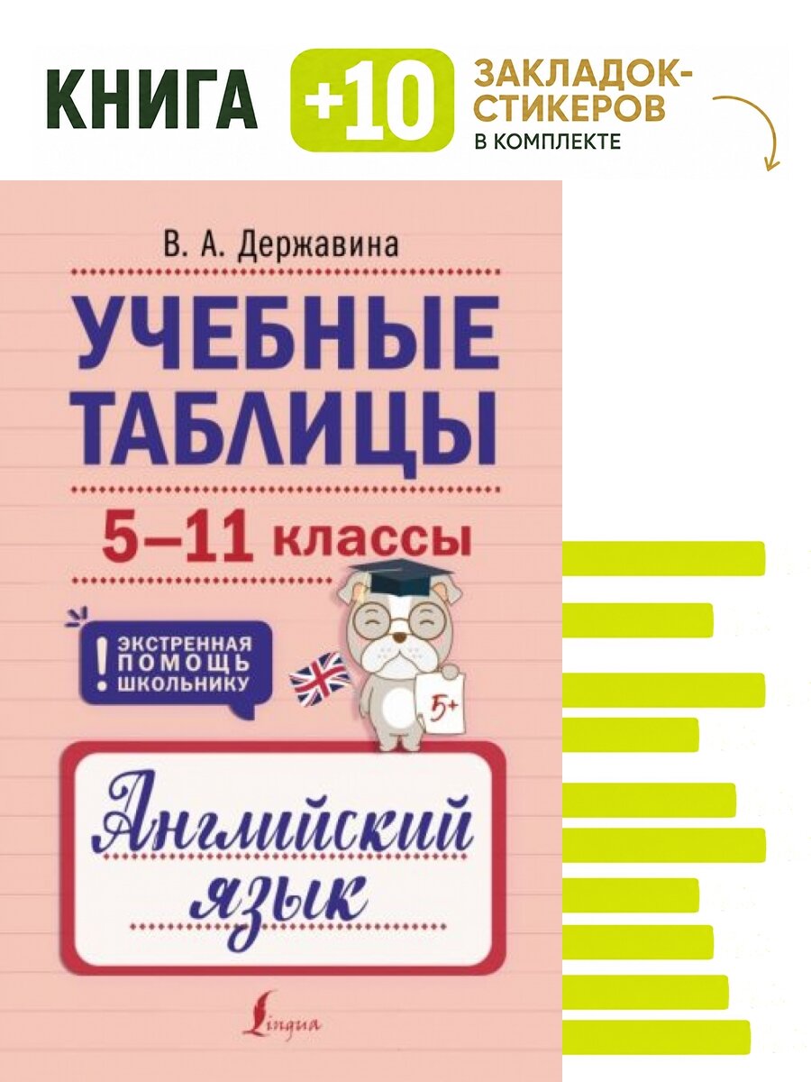 Учебные таблицы. Английский язык. 5-11 классы. Комплект: книга + 10 закладок-стикеров