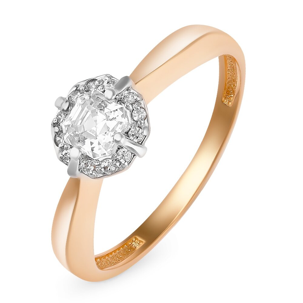 Кольцо 585GOLD, красное золото, 375 проба, фианит