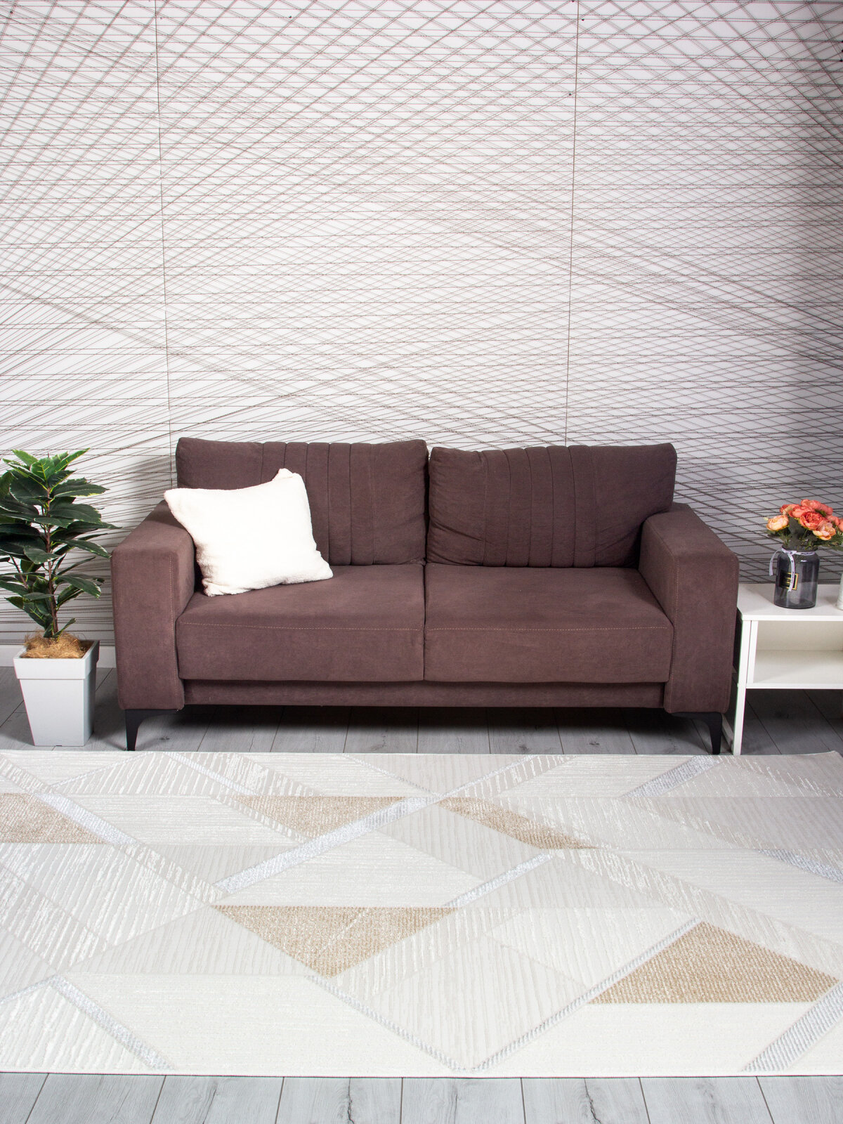 Ковер 2x4м турецкий Современный l.beige / white
