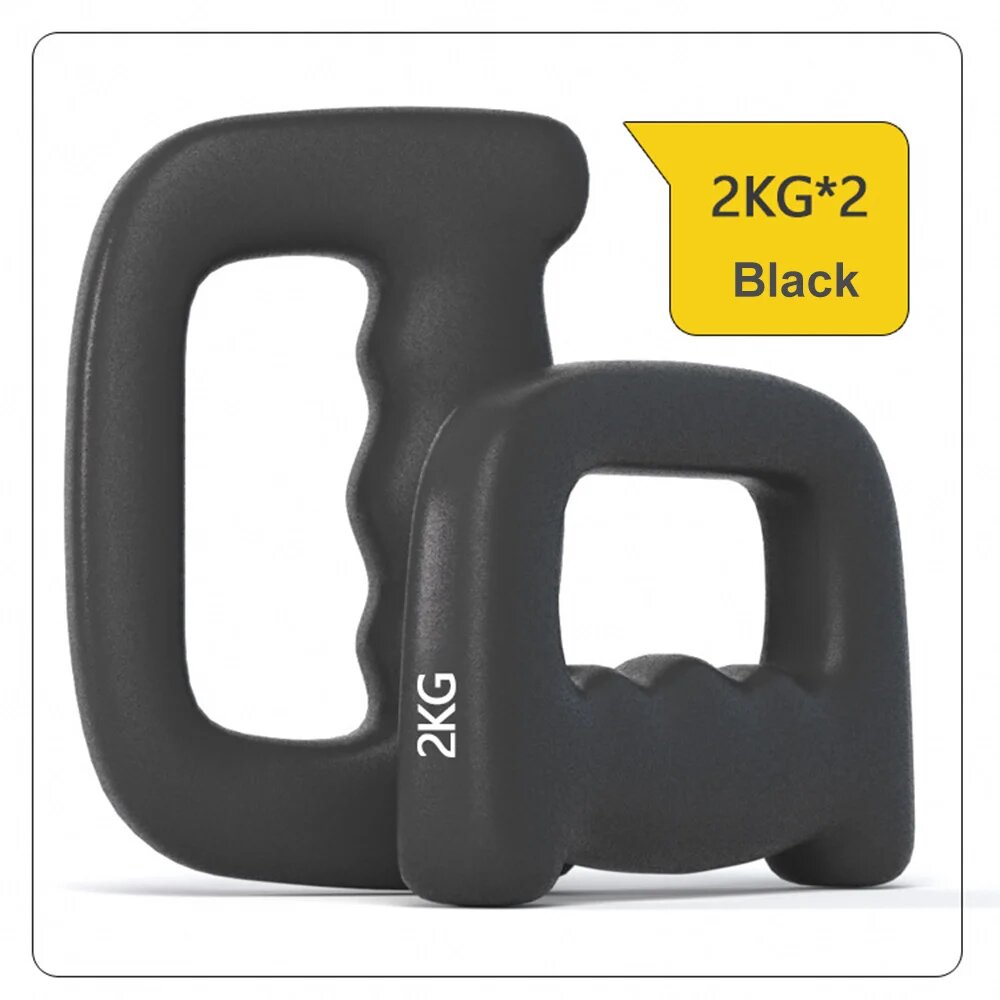 Гантели из чугуна 2 шт, D-образная ручка Черный, Black 2kg