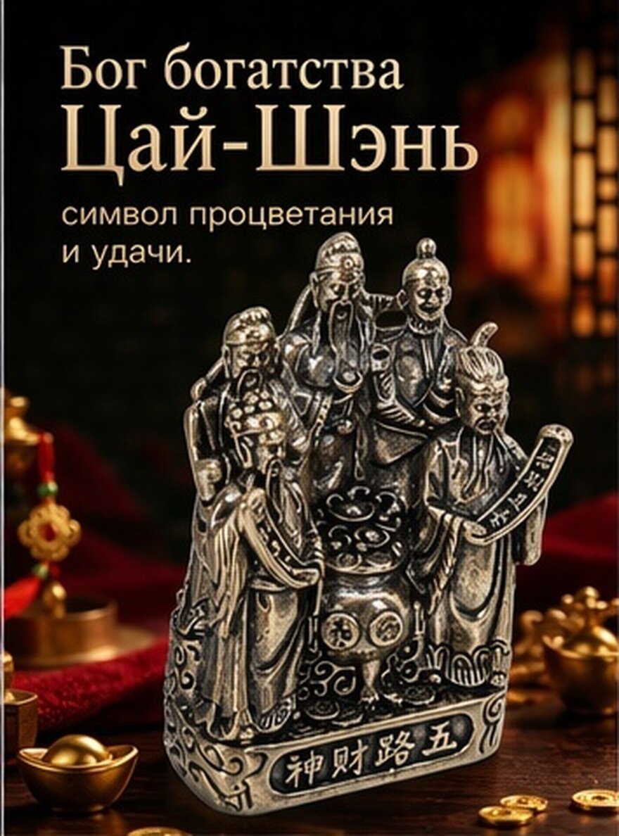 Латунная фигура бога богатства пяти дорог для настольного декора