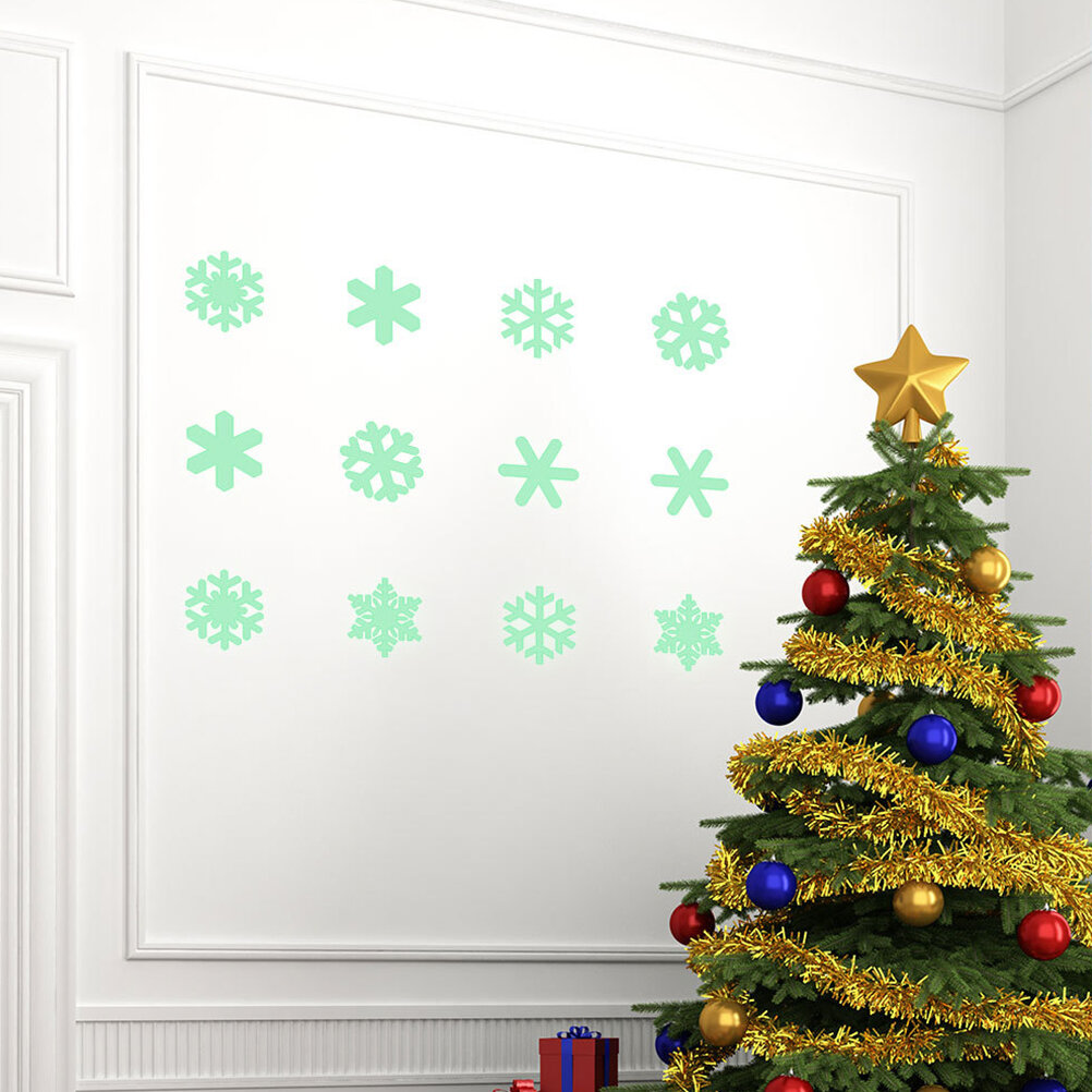 Наклейки В Forme Снежинок Для Christmas 1 Набор Светящиеся В Темноте Из Толстого Пвх 29X20X0 2Cm
