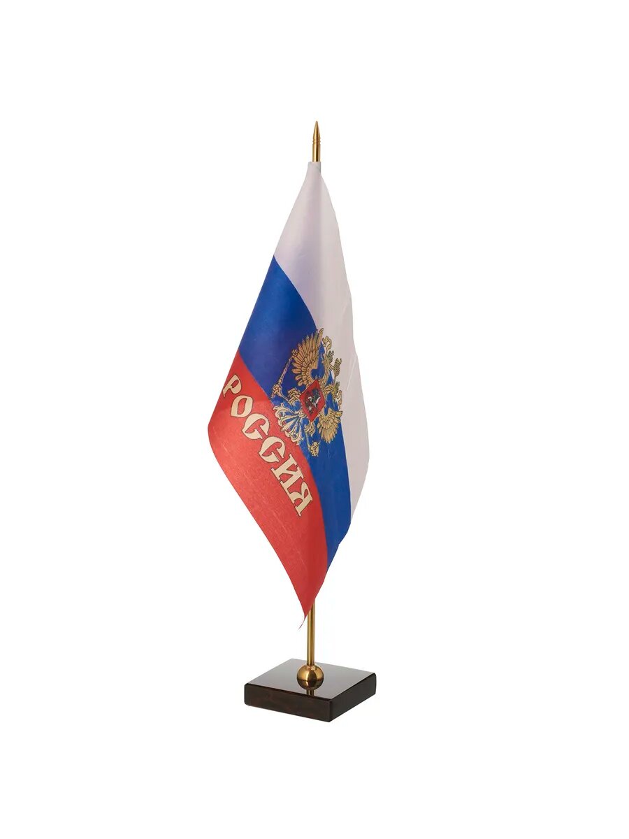 Флагшток с основанием из обсидиана "Герб России"