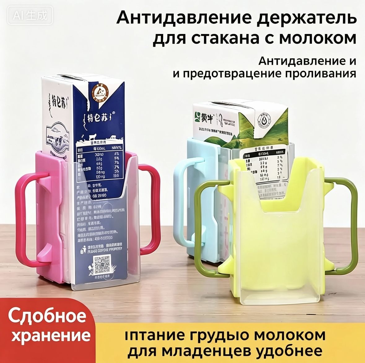 Ручной держатель для пакетов с соками и молоком против разлива