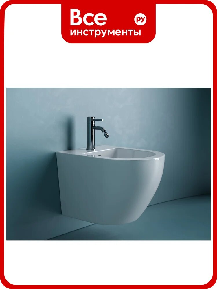 Подвесное биде Ceramicanova Uno, 1 отверстие под смеситель, с крепежом для полностью скрытого монтажа, цвет белый CN11002