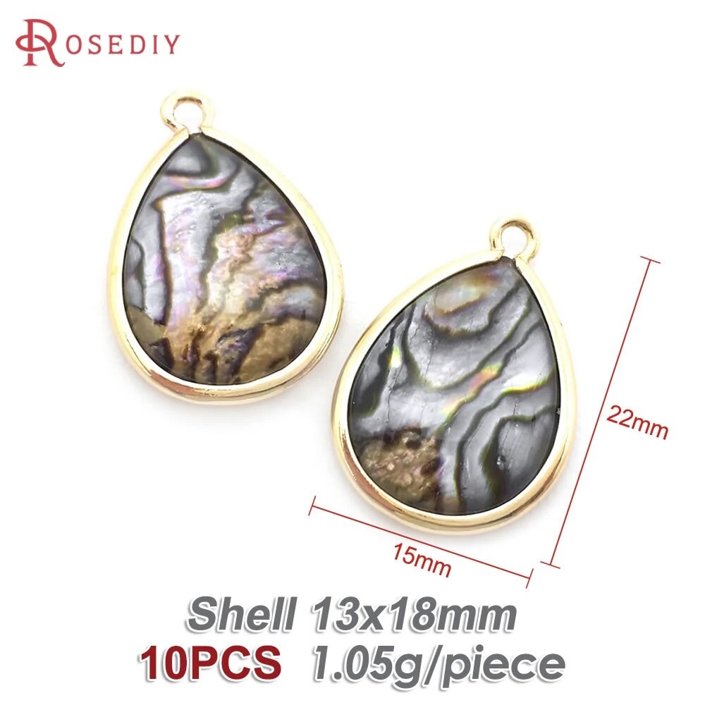 Подвески-шармы Rosediy латунь и ракушка 18-каратное золото 10 шт 37987-18K Gold Color