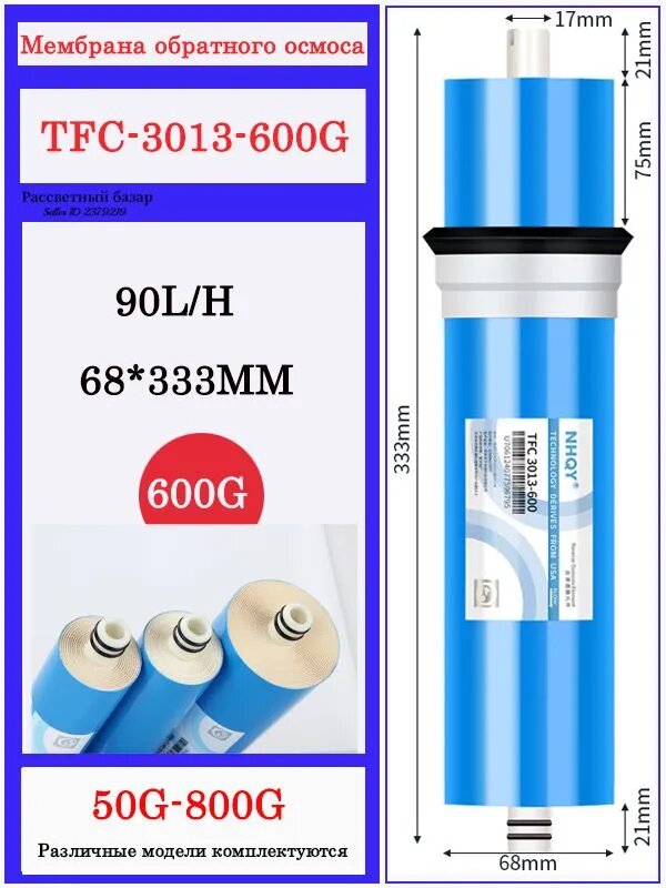 Мембрана обратного осмоса NHQY TFC3013-600 600GPD, обратноосмотическая мембрана 2160 л/сутки