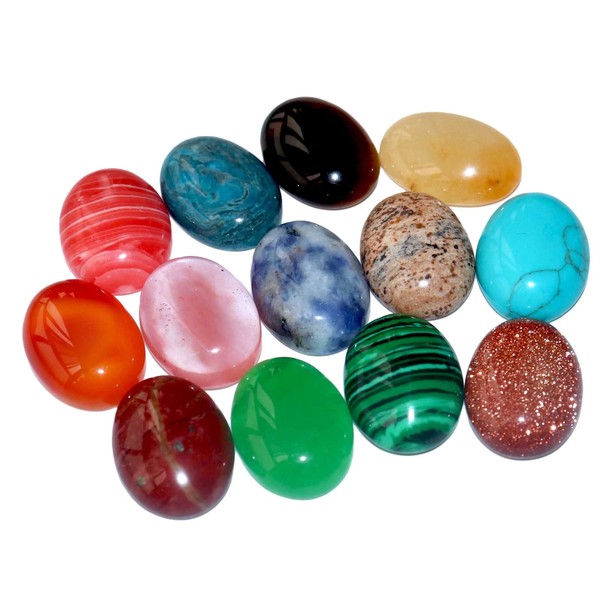 Кабошоны из натурального камня Агат Лазурит 8-20 мм SYSRXLR Изумрудный, 12X16mm, Colorful stone