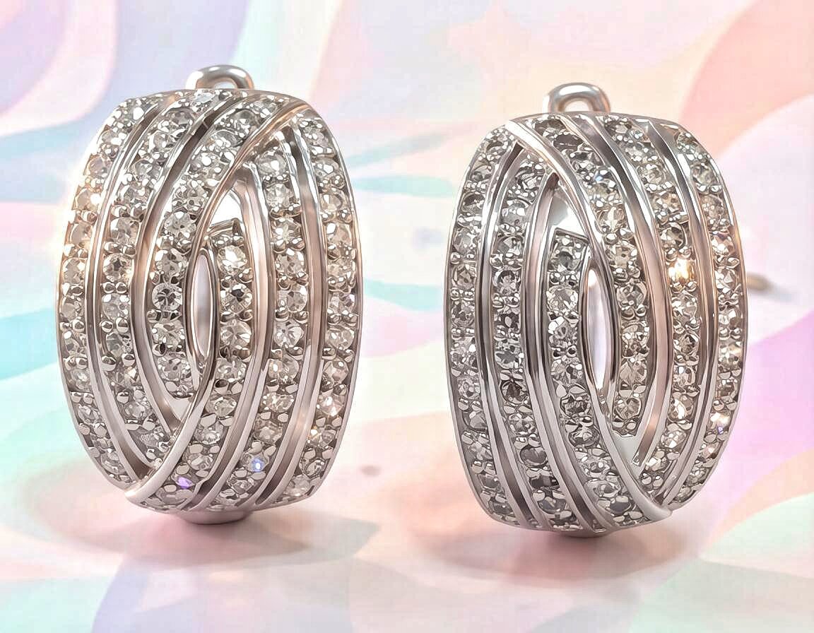 Серьги Эстерелла, серебро, 925 проба, родирование, фианит