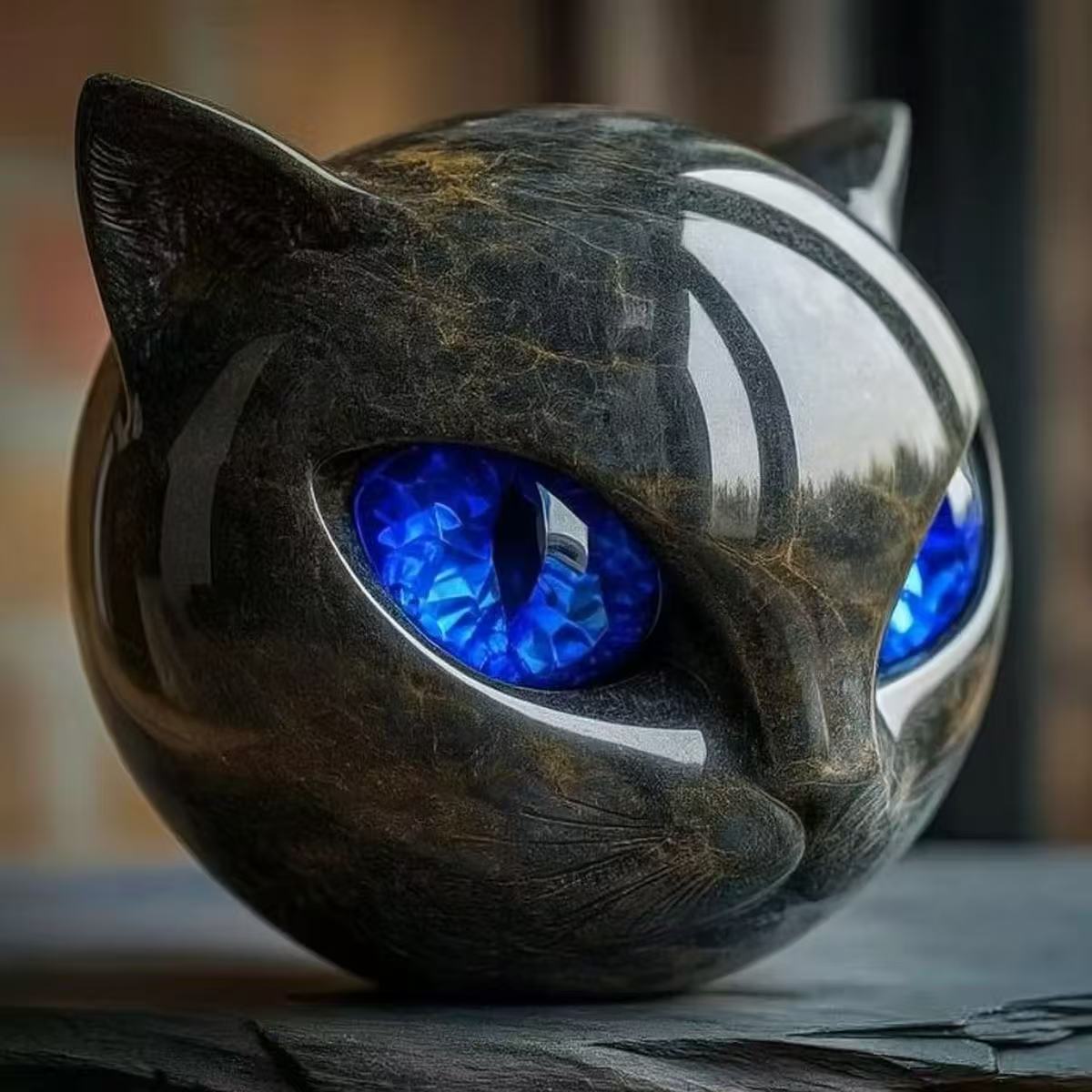 Смоляная фигурка головы кошки, ручная работа，Домашний декор,7.62*7.62cm