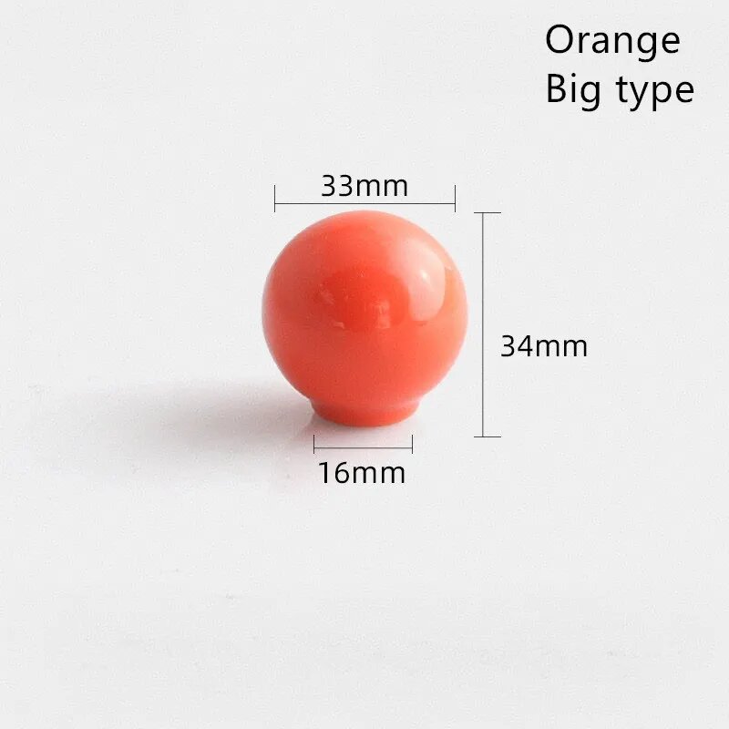 Керамические ручки для мебели, набор из 1 штуки, Оранжевый, Orange-33mm