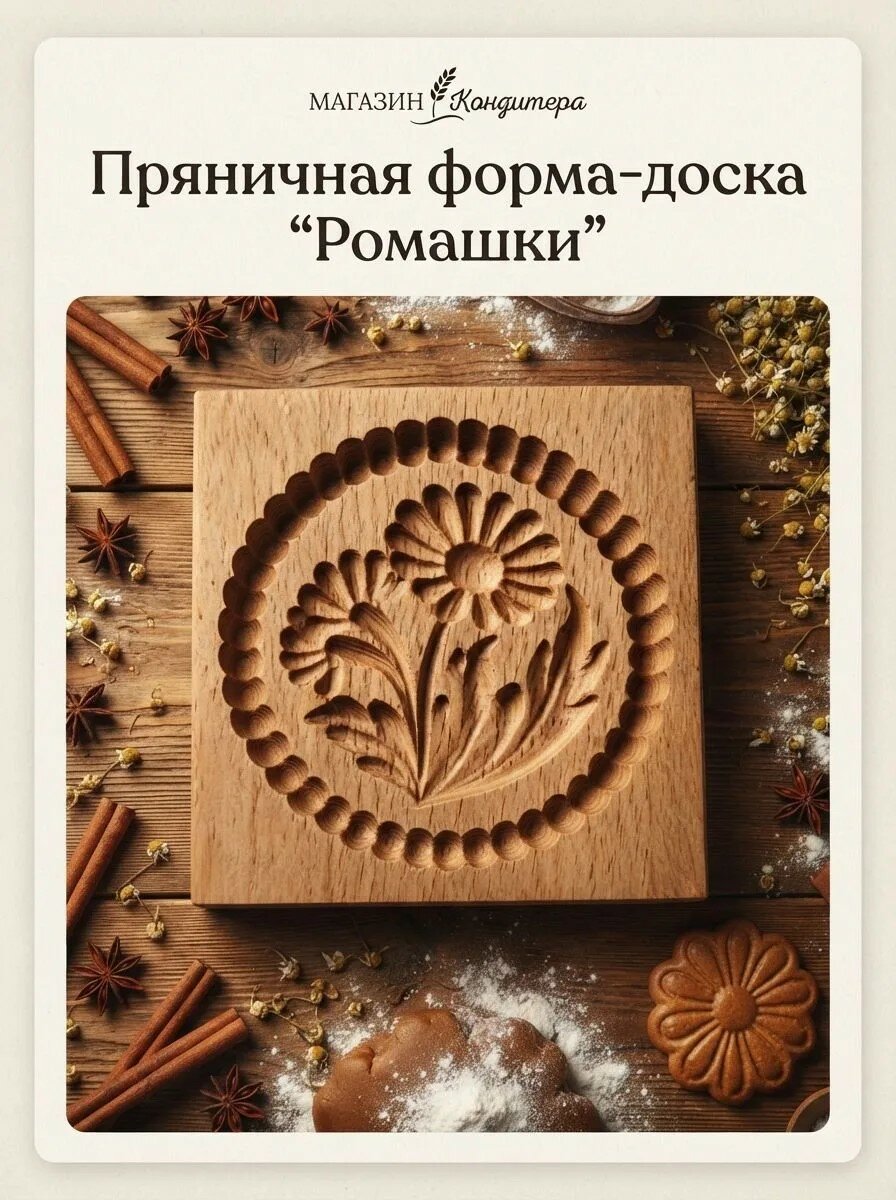 Пряничная форма-доска "Ромашки" для формирования пряников и печенья