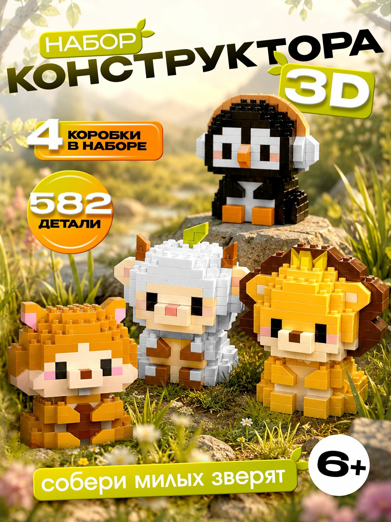3Д Конструктор из миниблоков для девочек Большой конструктор 3D