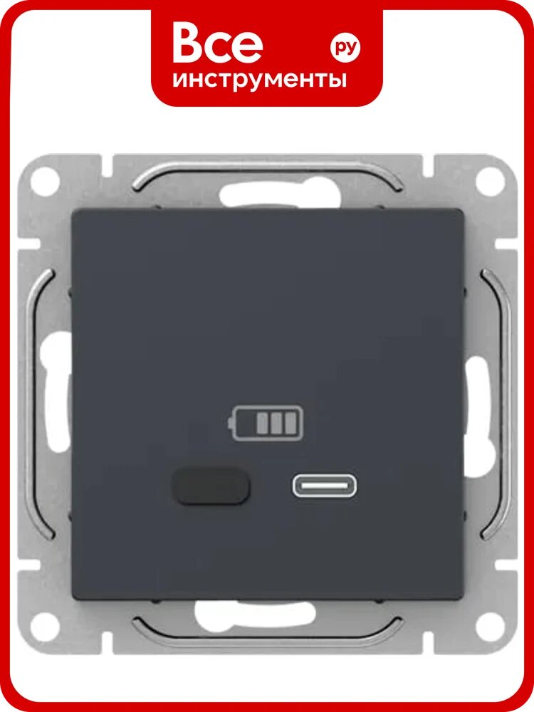 Механизм розетки EKF USB-С, быстрая, графит Эпика UP1-SOG-USBCF