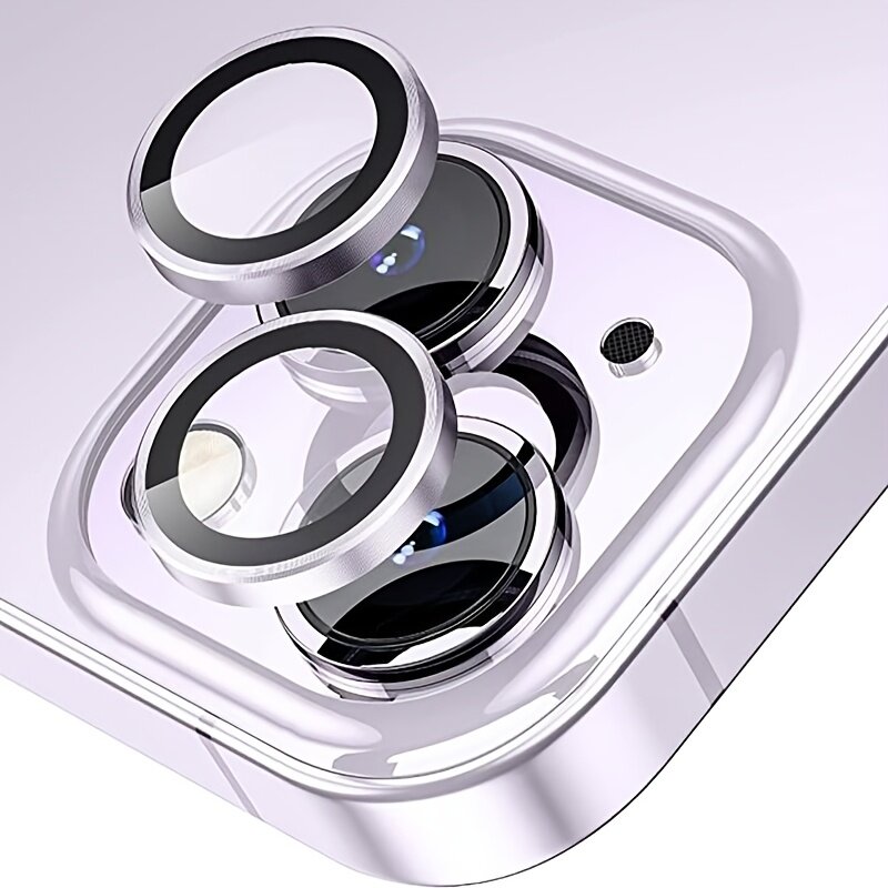 Металлическая плёнка для объектива камеры смартфона с полным покрытием, HD-стеклянная плёнка, невидимая, оригинальный цвет, 3 шт, светло-фиолетовая