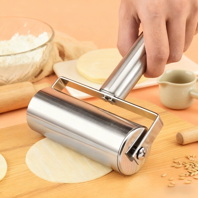 Скалка кухонная из бука, двусторонняя, для выпечки и лепки теста, серебристая, 1 шт.