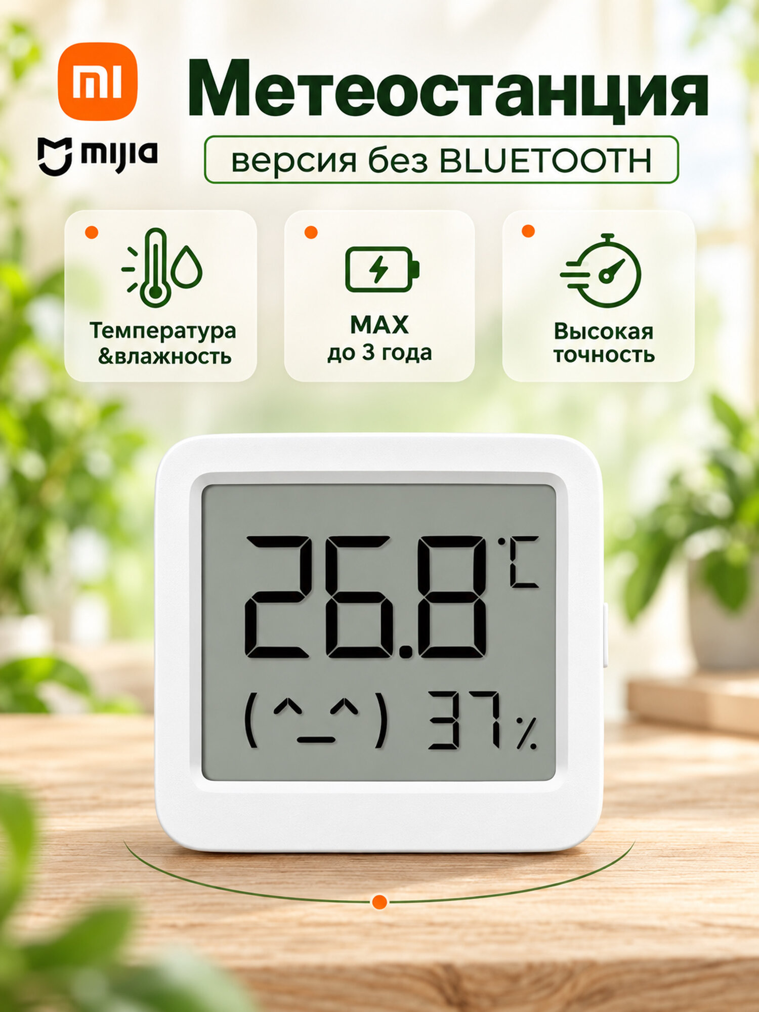 Умный датчик температуры и влажности Xiaomi 3 Mini EU, ЖК дисплей, умный дом Bluetooth