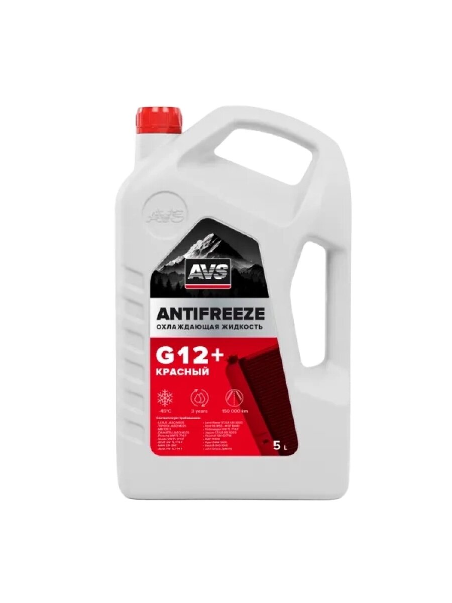 Охлаждающая жидкость AVS Antifreeze G12+ OAT -40С, красный, 5 кг
