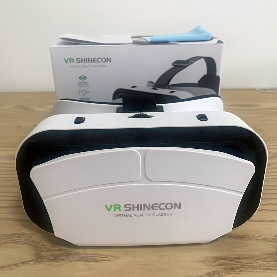 VR-шлем для смартфона белый, гарнитура виртуальной реальности без подзарядки, в комплекте наушники, очки и контроллер