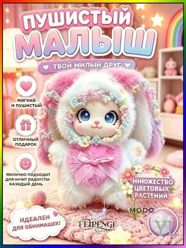 Мягкая игрушка Плюшевый кролик ручной работы DIY, милый брелок для рюкзака и ключей, подарок-a a