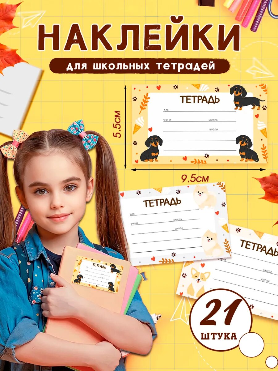 Наклейки на тетради для подписи и маркировки школьные