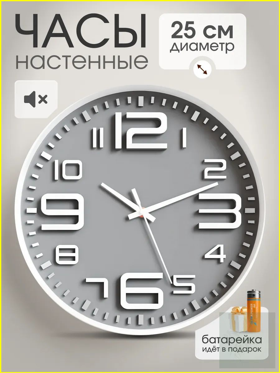 АртЭссенс Настенные часы 25 см х 25 см бесшумный механизм белый