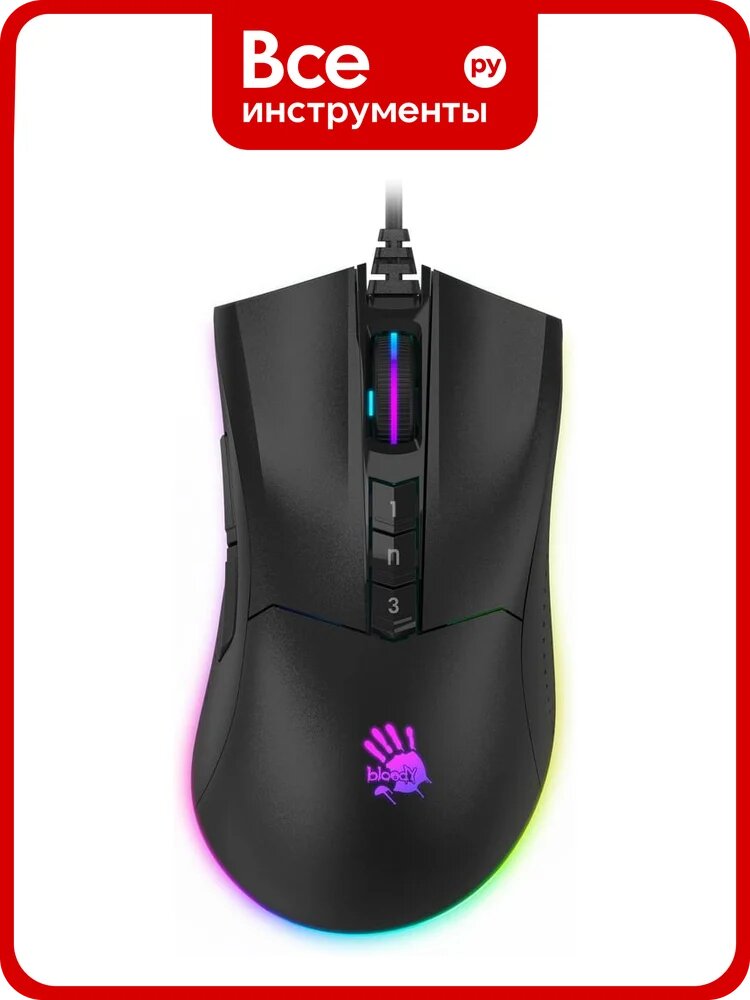 Мышь A4TECH Bloody P90s черный оптическая 8000dpi USB 7but (P90S STONE BLACK) 1931315