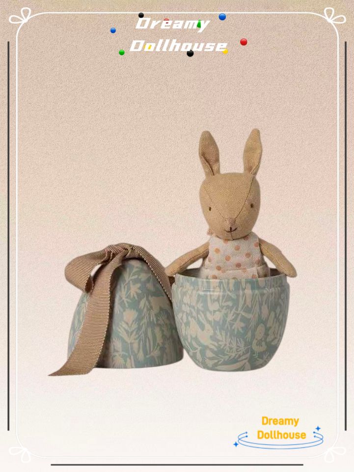 Кукла Maileg Easter egg with micro rabbit, Small - Cream DUSTY BLUE