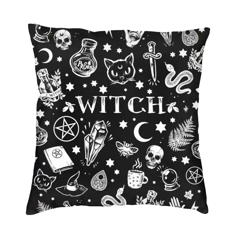 Бархатная квадратная наволочка Salem Witch Черный, 45x45cm 18x18in, 11