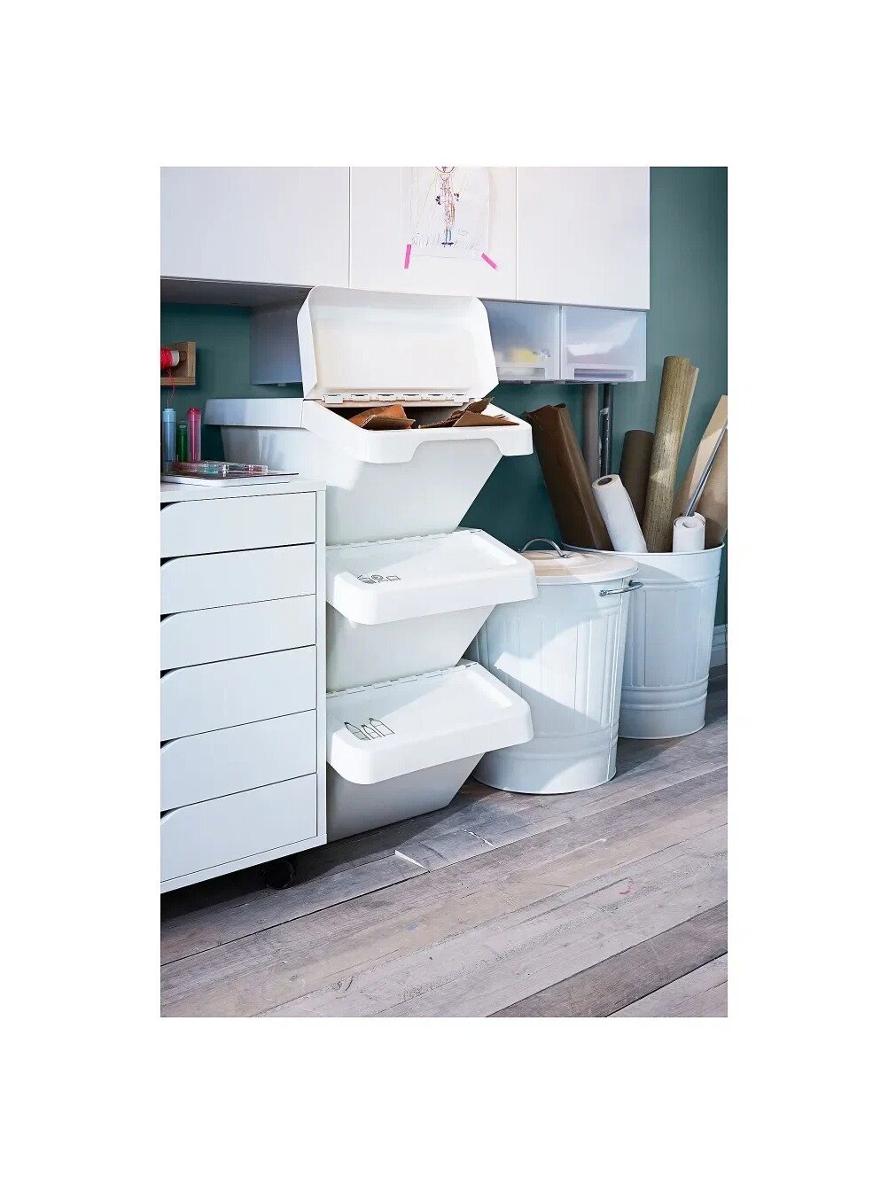 Контейнер для раздельного сбора мусора IKEA SORTERA, 37 л, белый