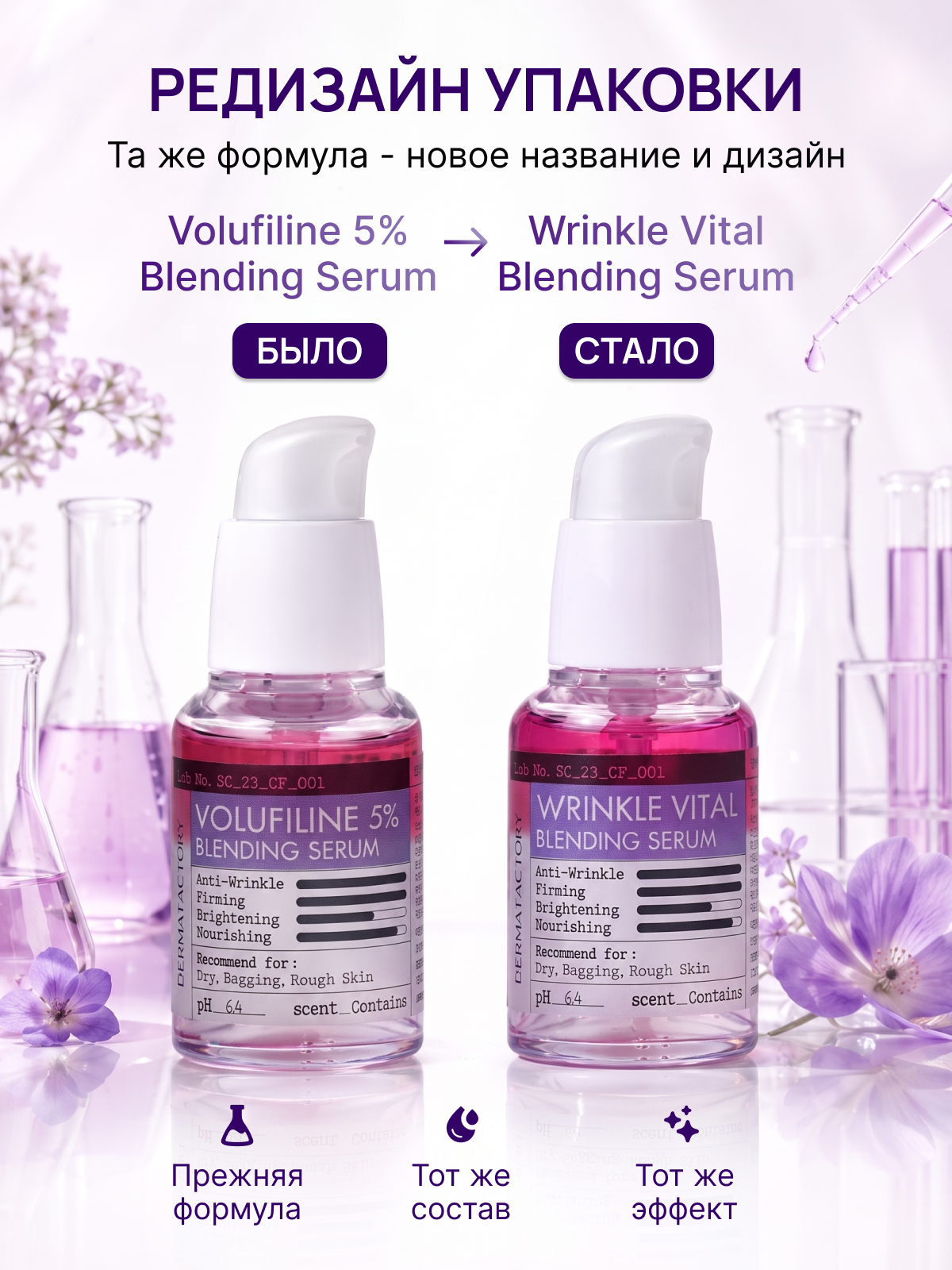 Derma Factory антивозрастная Сыворотка для лица от морщин с волюфилином 5% Wrinkle Vital Blending Serum, 30 мл — фото 1