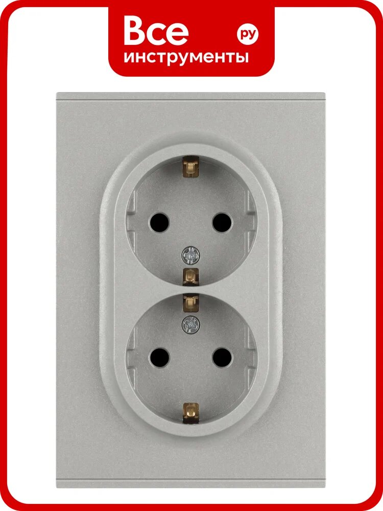 Розетка ЭРА Arktik 16-2105-03 двойная с заземлением 2X2P+E Schuko со шторками 16А-250В алюминий Б0070456