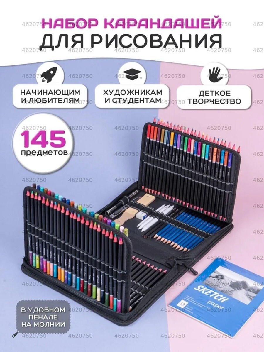 Набор для рисования и росписи, 145 предметов, карандаши, ABS-пластик, для детей от 1 года
