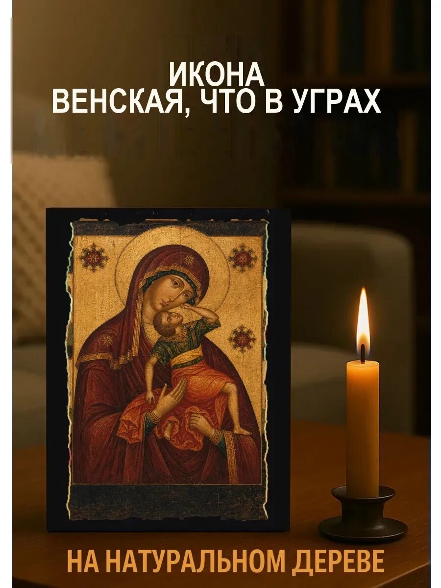 Икона Венская, Что В Уграх, на дереве, 15×18 см, освящённая, в подарочной коробке