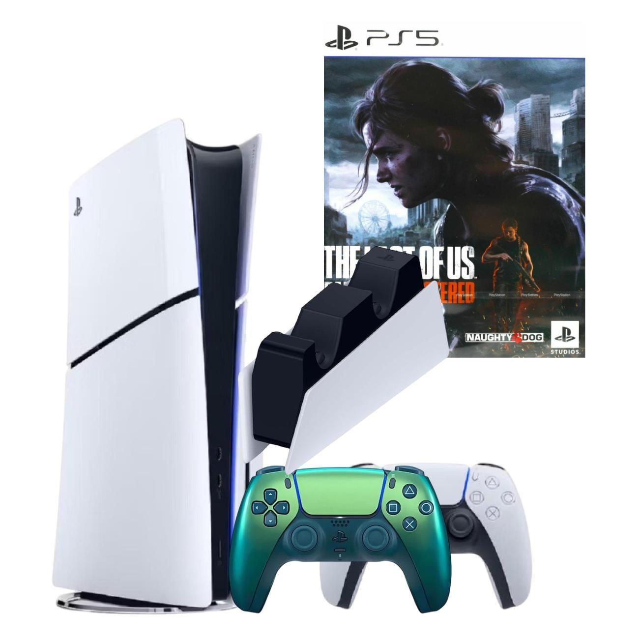 Игровая приставка PlayStation 5 Slim Disk + The Last Of Us ll+ Dualsense Charging Station + DualSense PS5 Chrome Teal