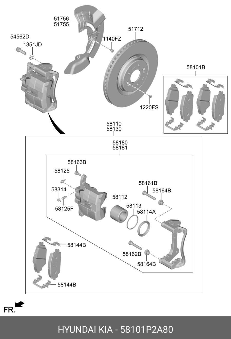 Комплект Тормозных Колодок С Накладками (4Шт) (Hyundai/Kia 58101P2A80)